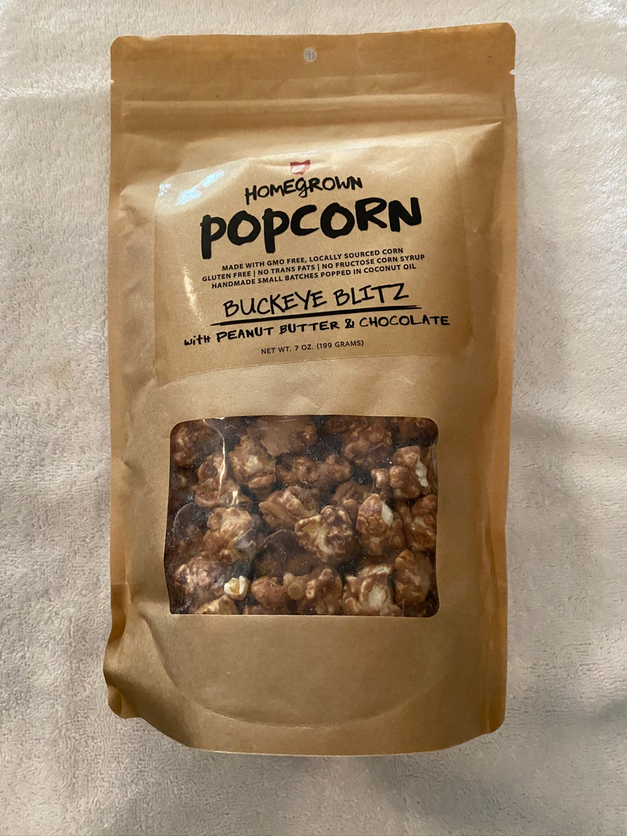 Homegrown Gourmet Buckeye Blitz Popcorn 8 oz. – Ron The Snack Guy